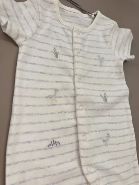Baby Tu Cotton Overall, Cream (6-9)Months- Baby Bamboo